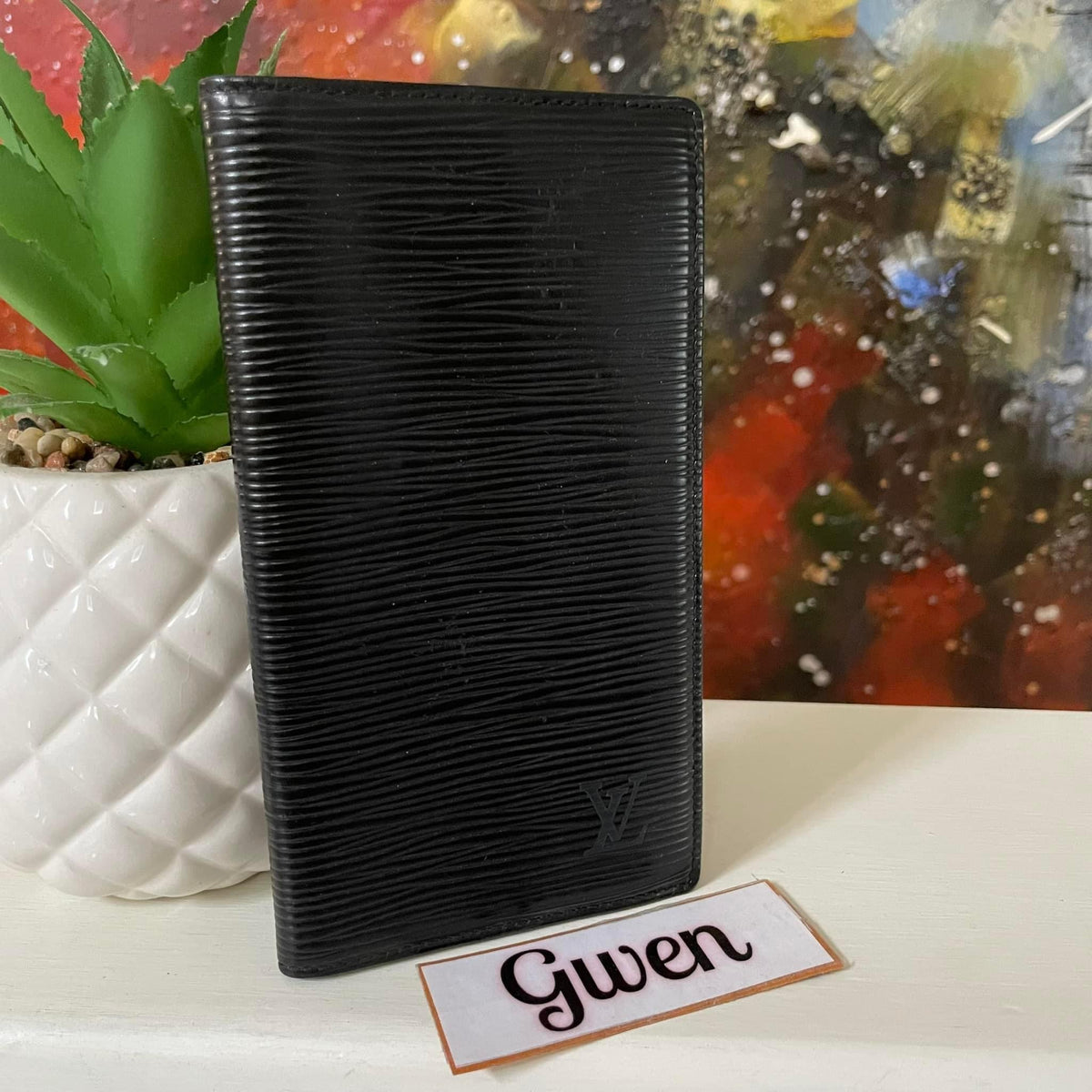 Authentic Louis Vuitton Simple Checkbook Cover in Black Epi – Gwen's ...